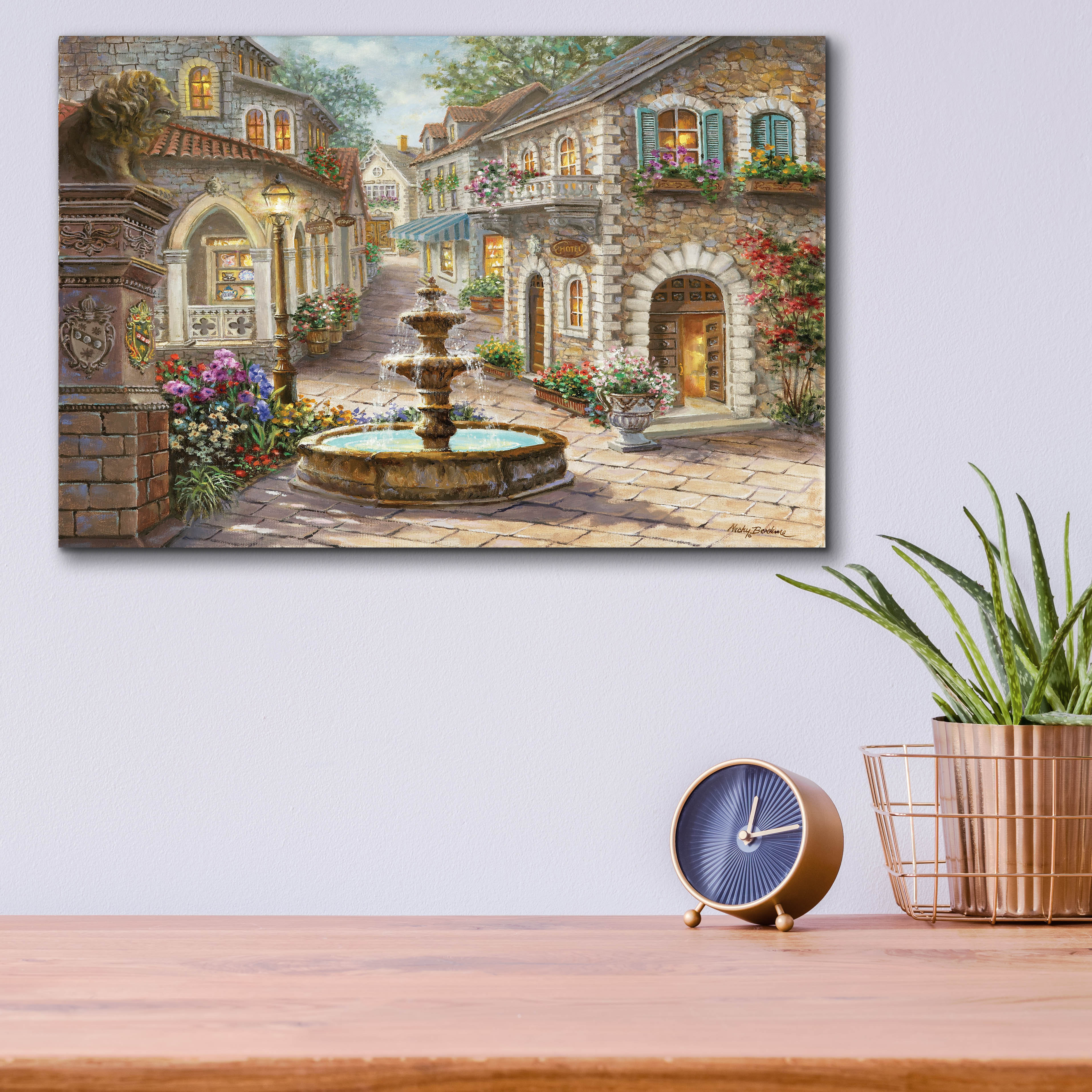 Epic Art 'Cobblestone Fountain' by Nicky Boehme Acrylic Glass Wall Art, 16" x 12" | Wayfair